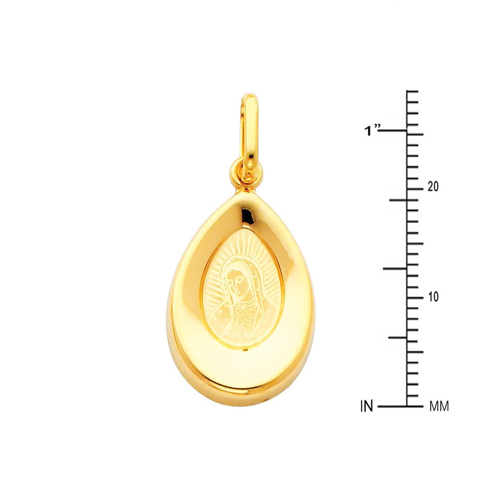 14k REAL Yellow Gold Religious Our Lady of Guadalupe Charm Pendant