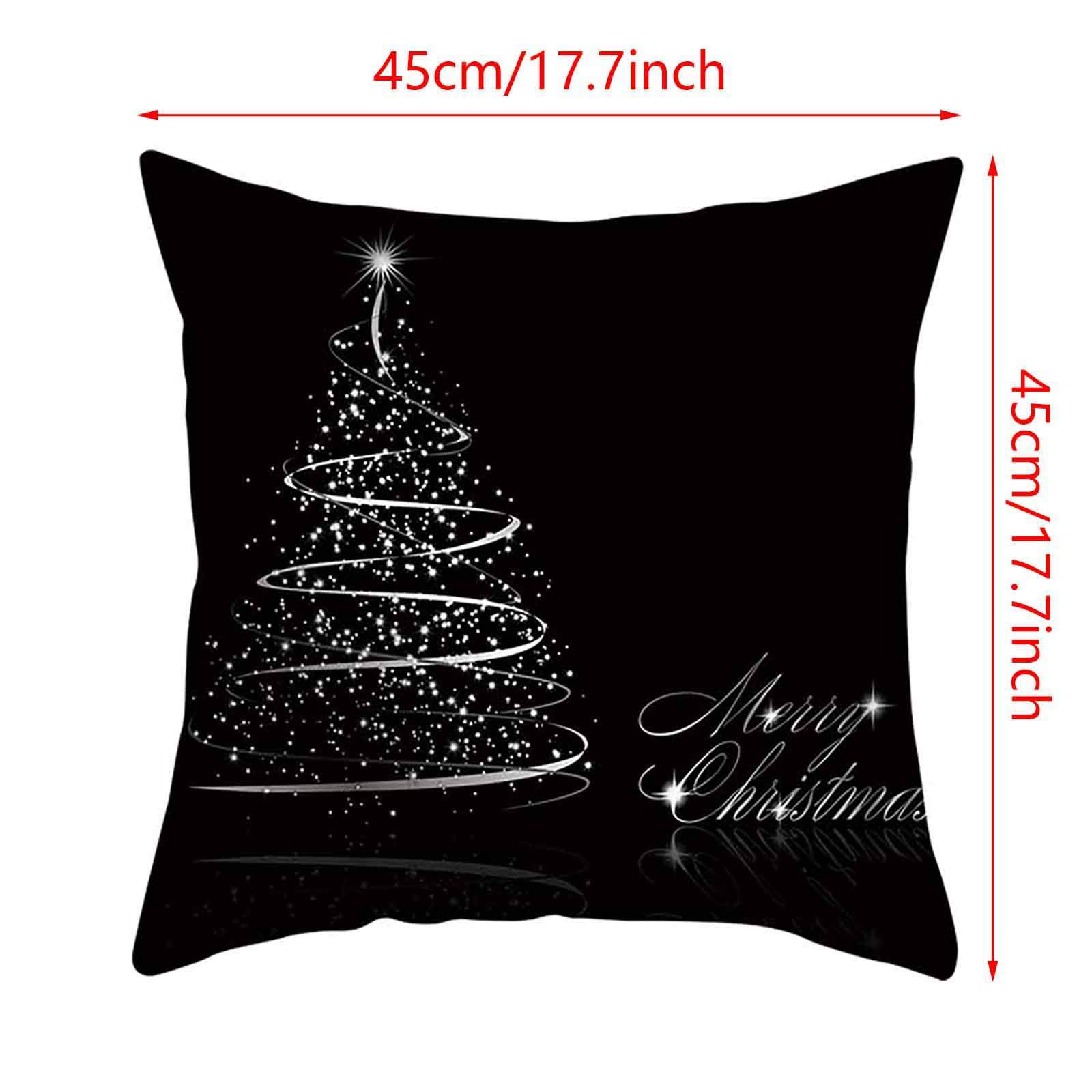 Akabsh Peach Skin Pillowcase Cushion Cover,Throw Pillow Cover for Bed Sofa Chair Cushion Cases, Christmas Tree Happy Holiday Blessing Gift Throw Pillow Cover Cushion Case 17.8" x 18"