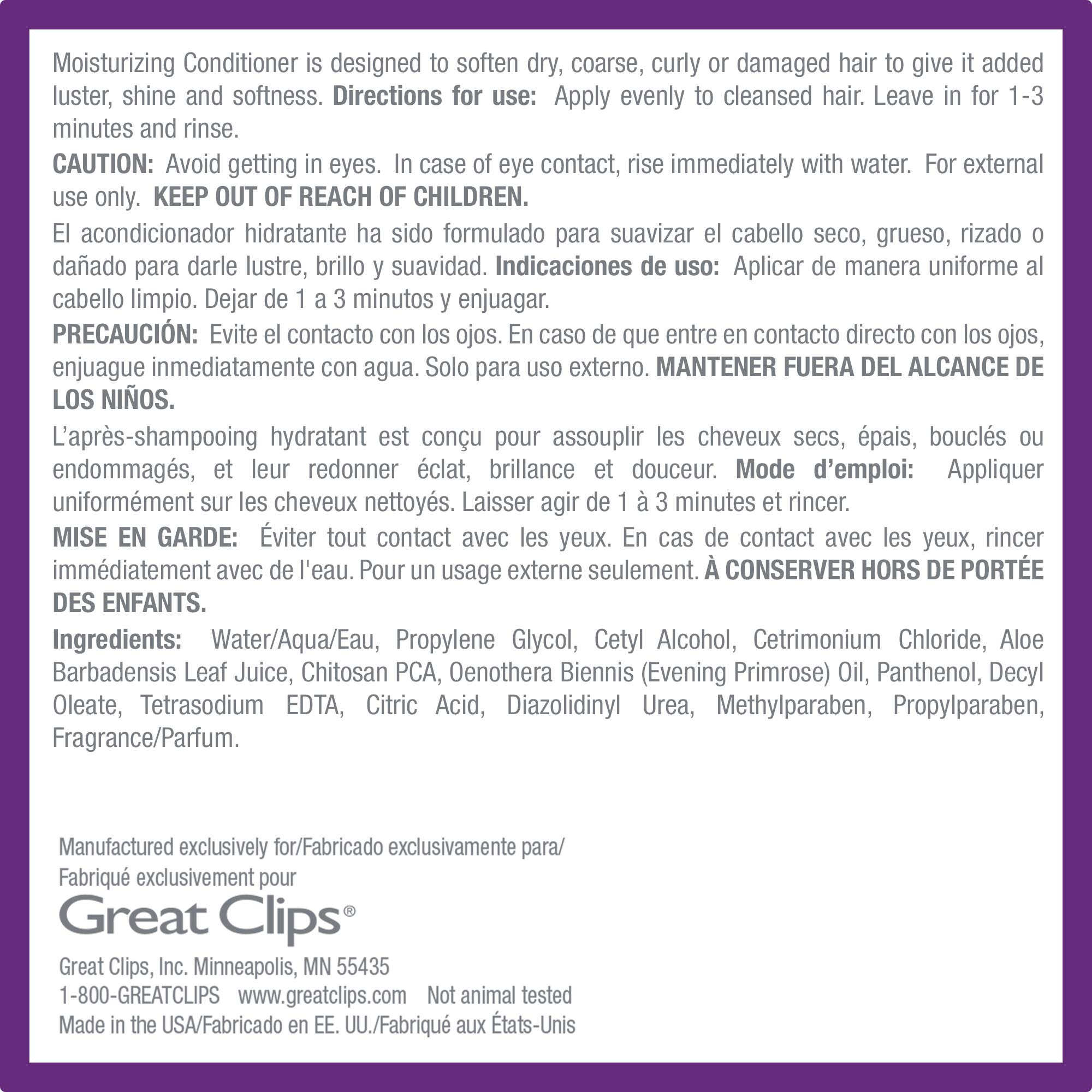 GREAT CLIPS Solutions Moisturizing Conditioner, 10oz |Repairs & Softens Damaged Hair | For Dry, Coarse, or Curly Hair