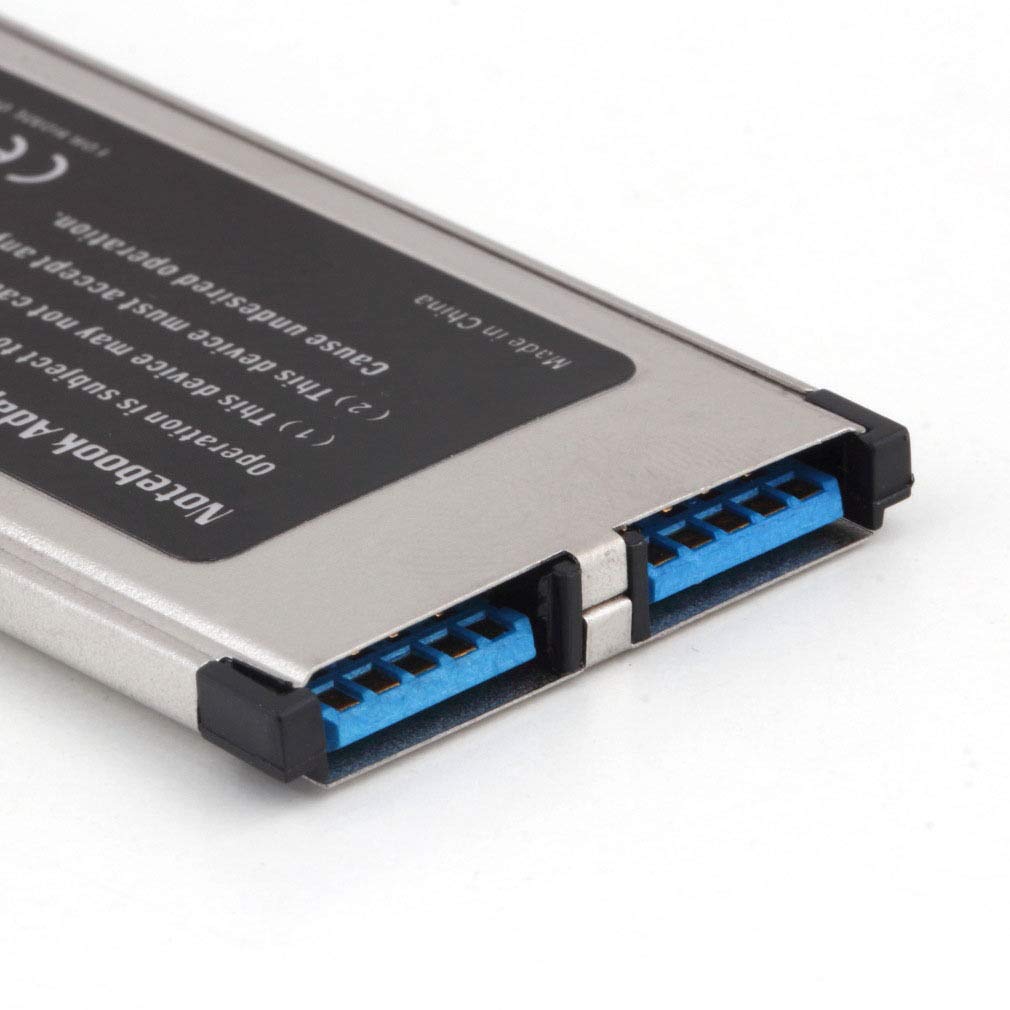 2 Port USB 3.0 to Express Card ExpressCard 34mm Adapter Hidden for Laptop