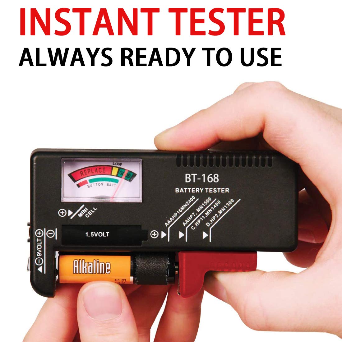 Battery Organizer Storage Case Holder with Tester Holds 98 Battery