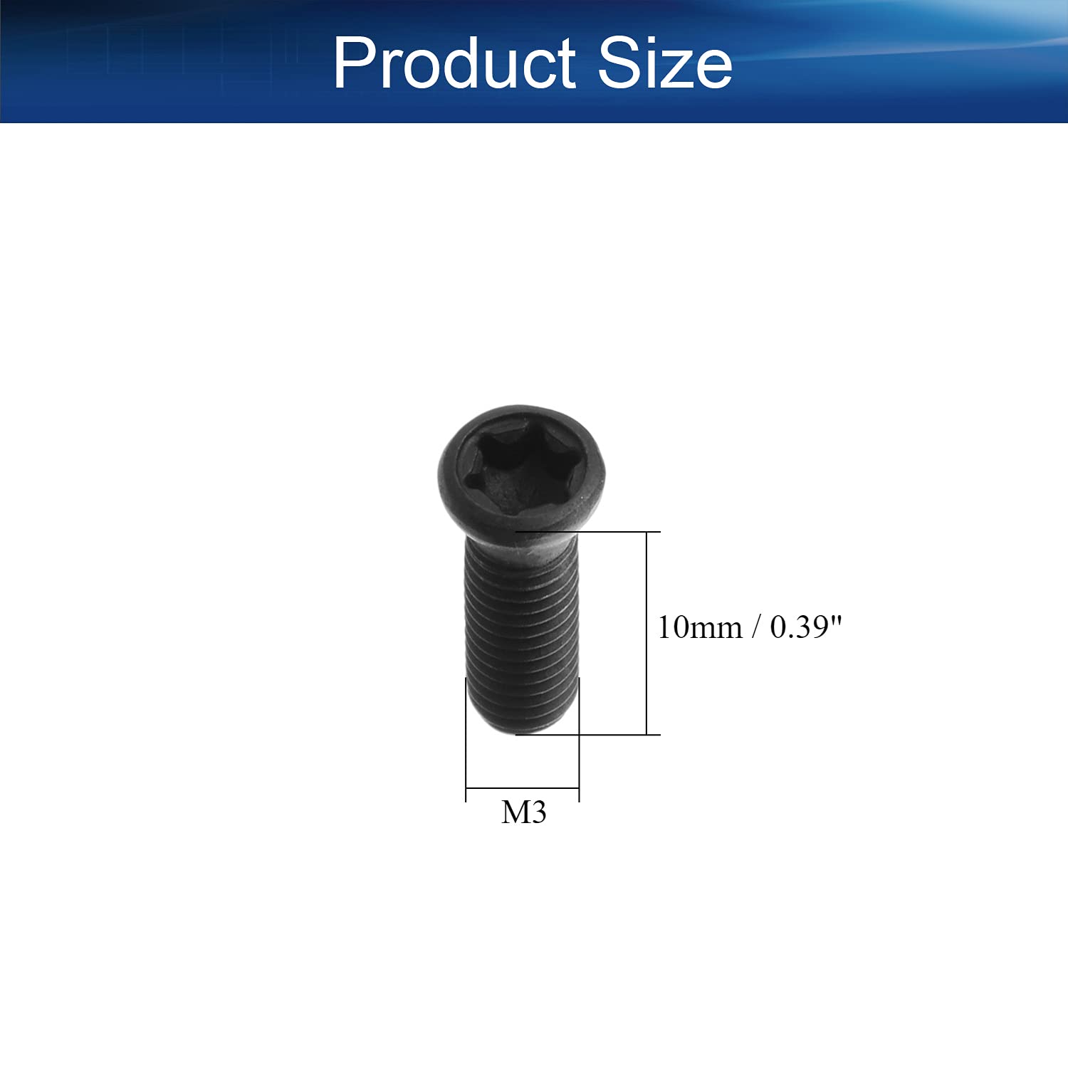Utoolmart M3 x 10mm 12.9 Carbon Steel Torx Head Socket Head Cap Screws Bolt Black 10Pcs