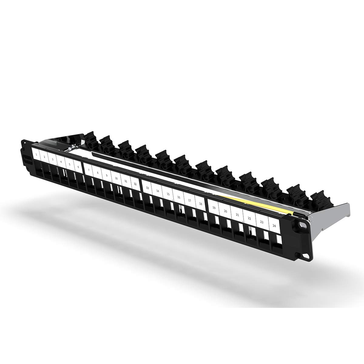 AMPCOM 24 Ports 1U Blank Keystone Patch Panel, 19 inch Rack or Wall Mount with Rear Cable Management Panel for Ethernet CAT5e/CAT6/CAT7, USB, HDMI