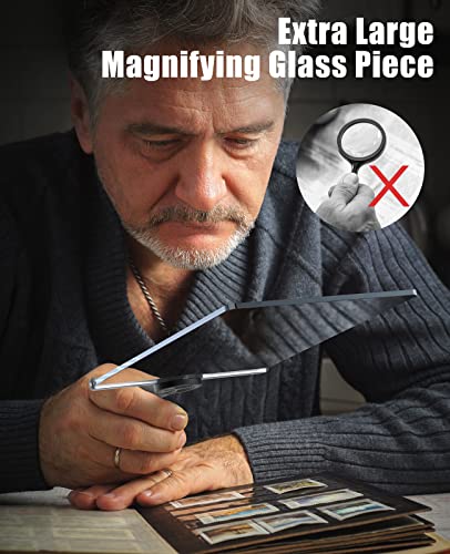 3X Hands Free Magnifying Glass for Reading. 7.1"x4.7"Large Full Book Page Magnifier for Neck Wear. Magnifier for Reading,Sewing, Cross Stitch, Inspection (Black)