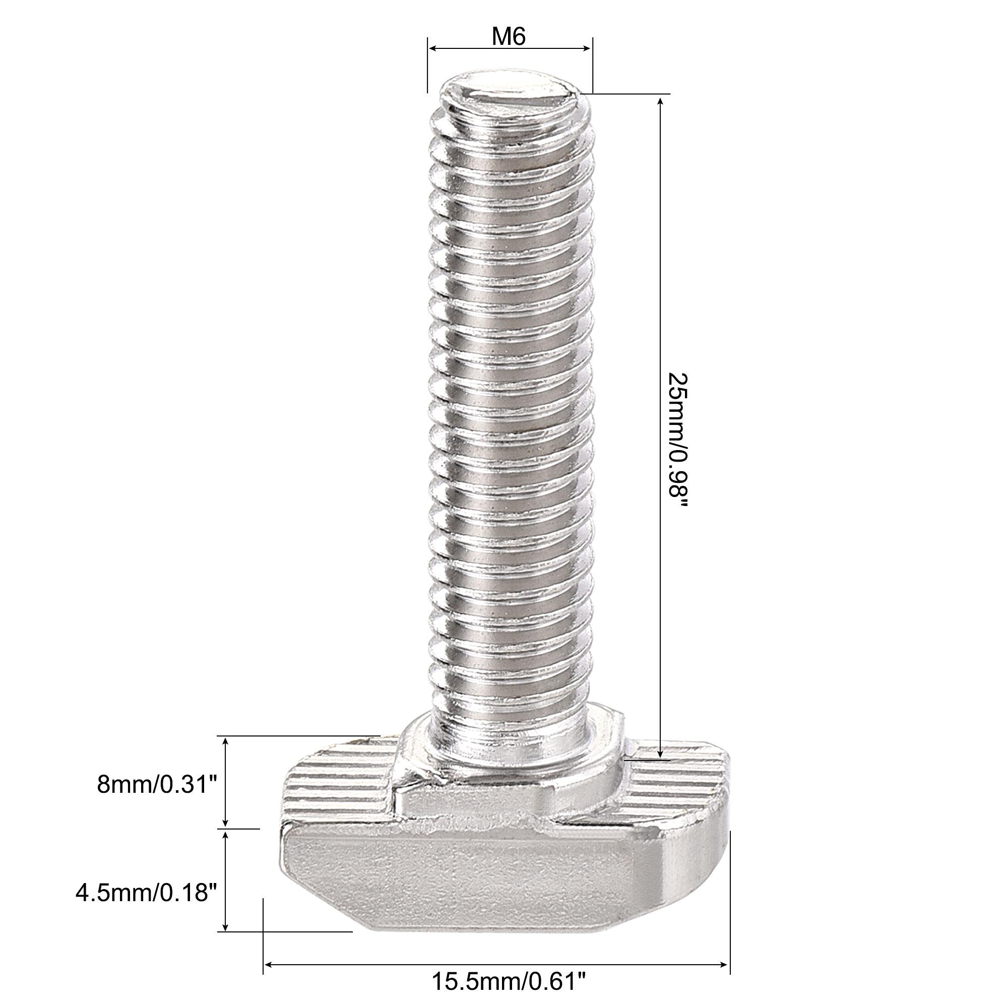 uxcell M6x25mm T-Slot Drop-in Stud Sliding Bolt Screw Carbon Steel for 30 Series Aluminum Profile 8pcs