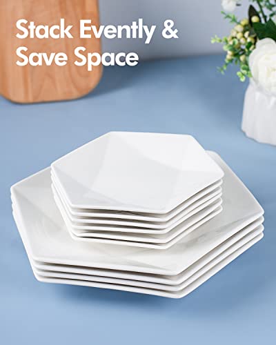 Delling Appetizer Plates Set - Ceramic 7 inch White Dessert Plates/Serving Plates/Salad Plate- Dinnerware Dishes Set for Snacks, Pasta, Side Dishes -Serving Plates Set of 6