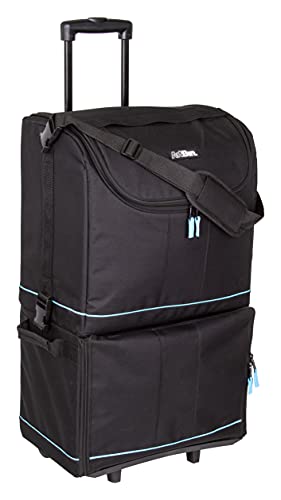 ArtBin 6922SP Tote Express Rolling Portable Art Craft & Sewing Storage Organizer Bag with Wheels-Fits Sewing Machine, 0, Black/Aqua