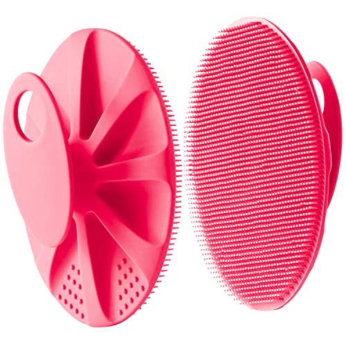 YEADMAL Silicone Body Scrubber Shower Cleansing Brush Pad Bath Exfoliating Soft Bristles SPA Massage Skin Care Tool,for Sensitive and All Kinds of Skin (Pink)