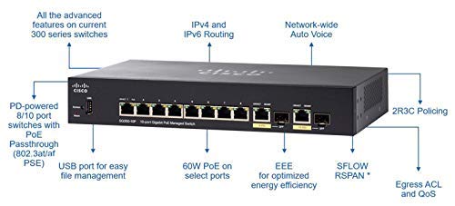 Cisco Systems SG350-10P-K9-NA SG350-10P 10-Port Gigabit PoE Managed Switch (Renewed)
