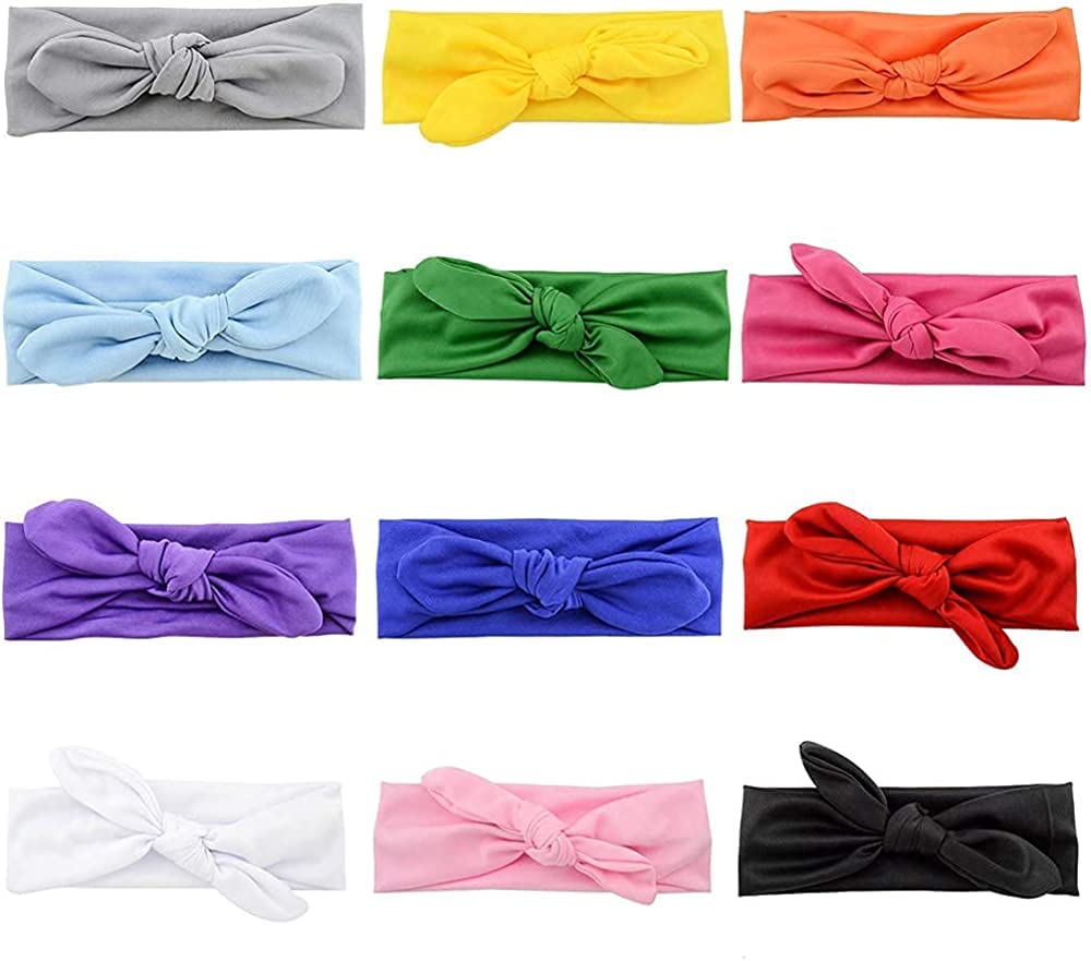 ZOCONE 12 PCS Toddler Headbands, Stretchy Adjustable Bow Headbands for Baby Girls Newborn Infant, Baby Bows and Headbands