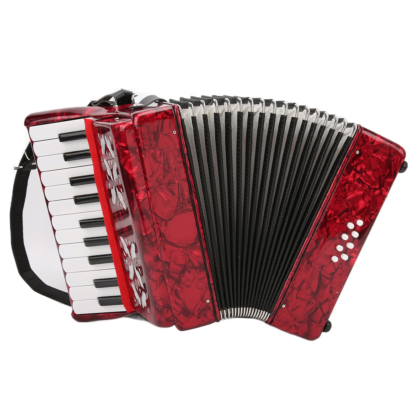 22 Key 8 Bass Accordion, Musical Accordion Beginner Accordion Professional Accordion with Adjustable Shoulder Strap Piano Accordion Instruments for Music Performance Children Practice (Red)