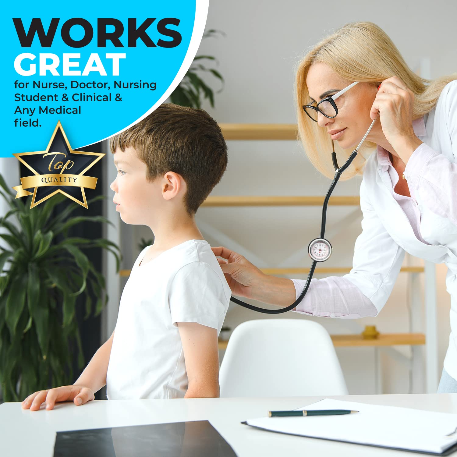 Nurse Stethoscope Watch - Lightweight Metal Frame- Attaches Directly to Stethoscope for All Medical Professionals (Silver)
