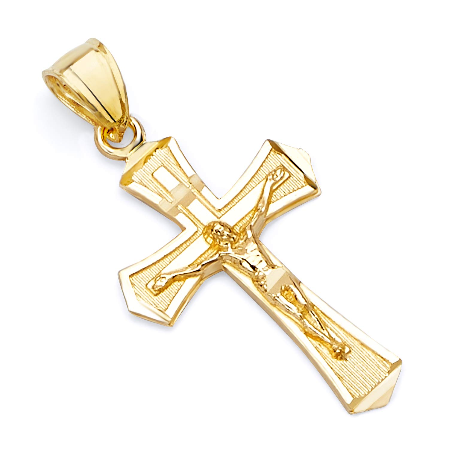 14k REAL Yellow Gold Religious Jesus Crucifix Cross Charm Pendant