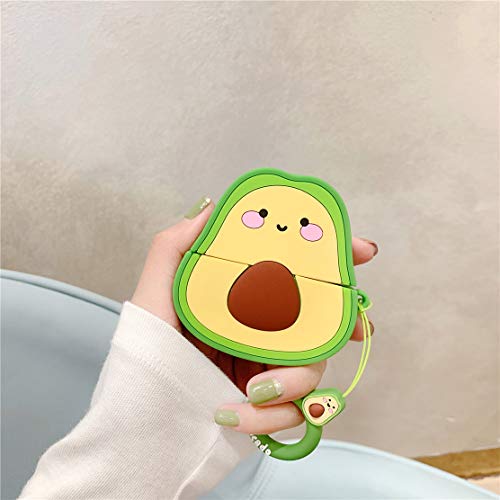 Coralogo for Airpods Pro 2019/Pro 2 Gen 2022 Case, Cute Fruit Cartoon Funny Character Protective Keychain Cover 3D Fun Cool Soft Silicone Skin Air pods Pro Charging Cases for Airpod Pro (Avocado)