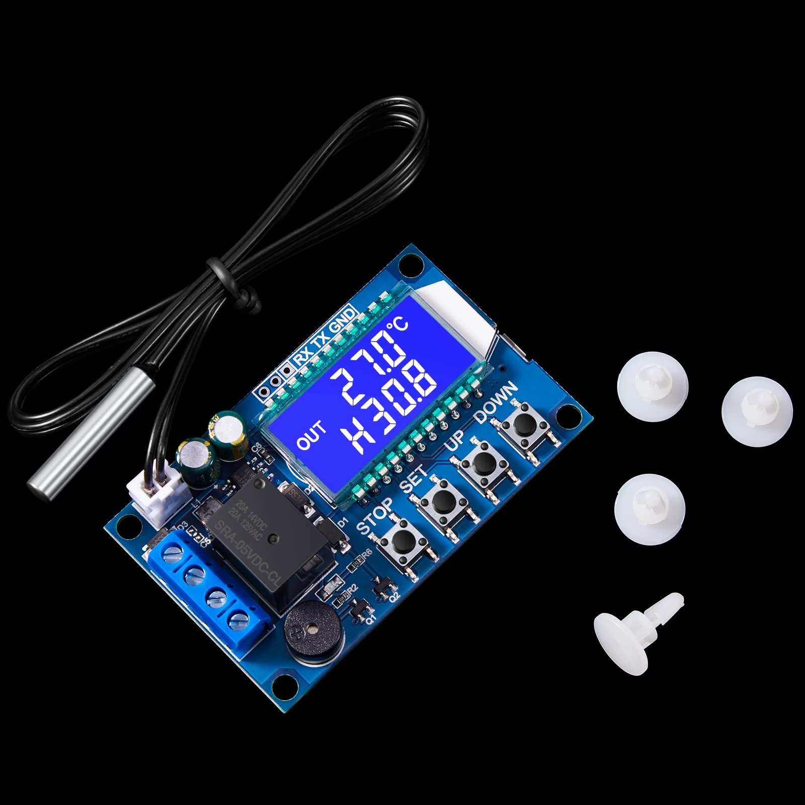 2 Pieces XY-T01 Electronic Temperature Controller, DC 6 - 30V 24V Digital Temperature Control Module -50°C to 100°C Digital Thermostat Temperature Control Switch Boards with Waterproof NTC Probe