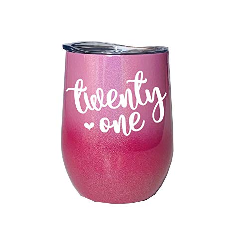 21st Birthday Gifts for Her Unique Glitter Coffee Mug or Stemless Wine Glass Tumbler 0156