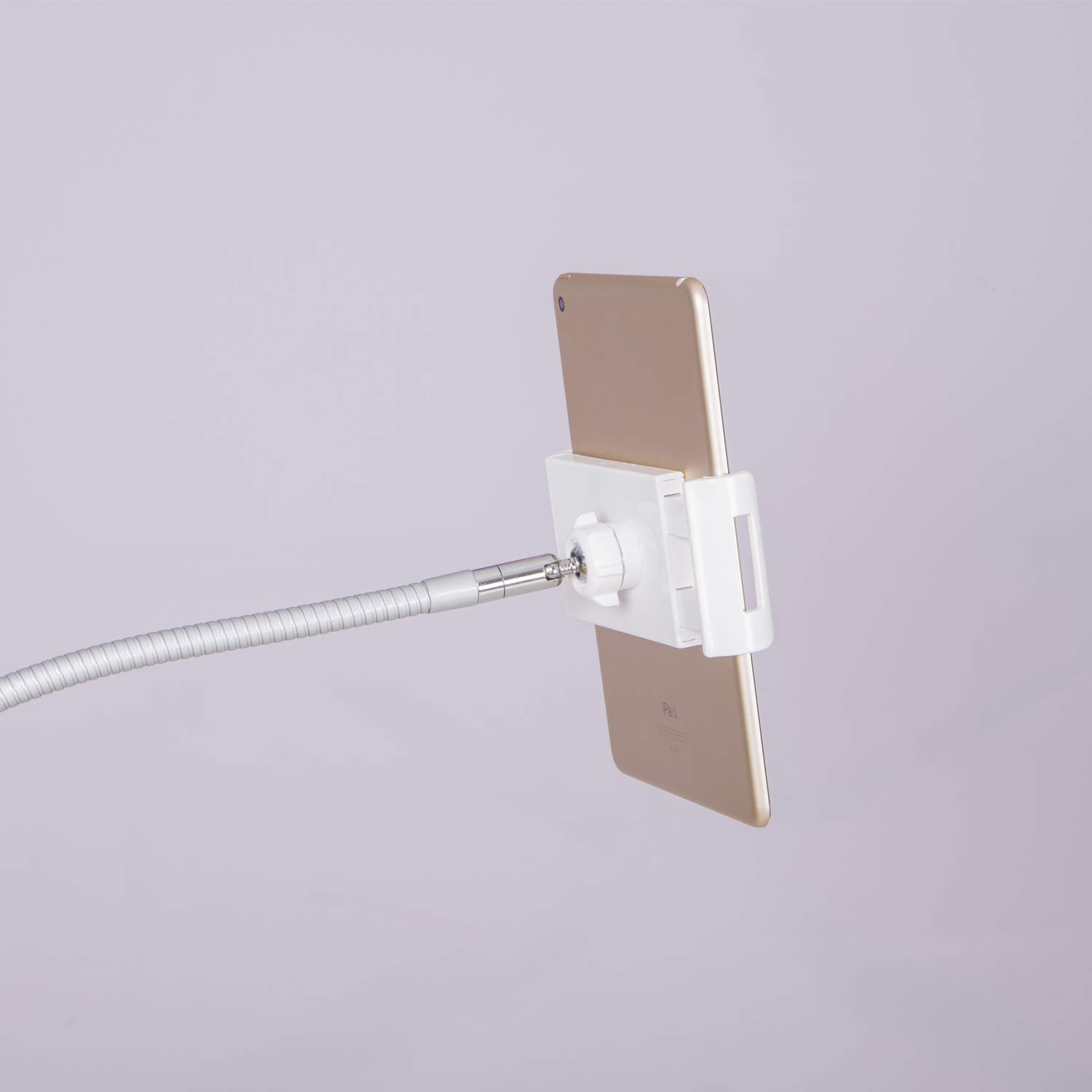Creatop Tablet Floor Stand with Flexible Gooseneck and Stable Aluminum Base Suitable for 3.5” - 10.6” Smart Phone & Tablet White