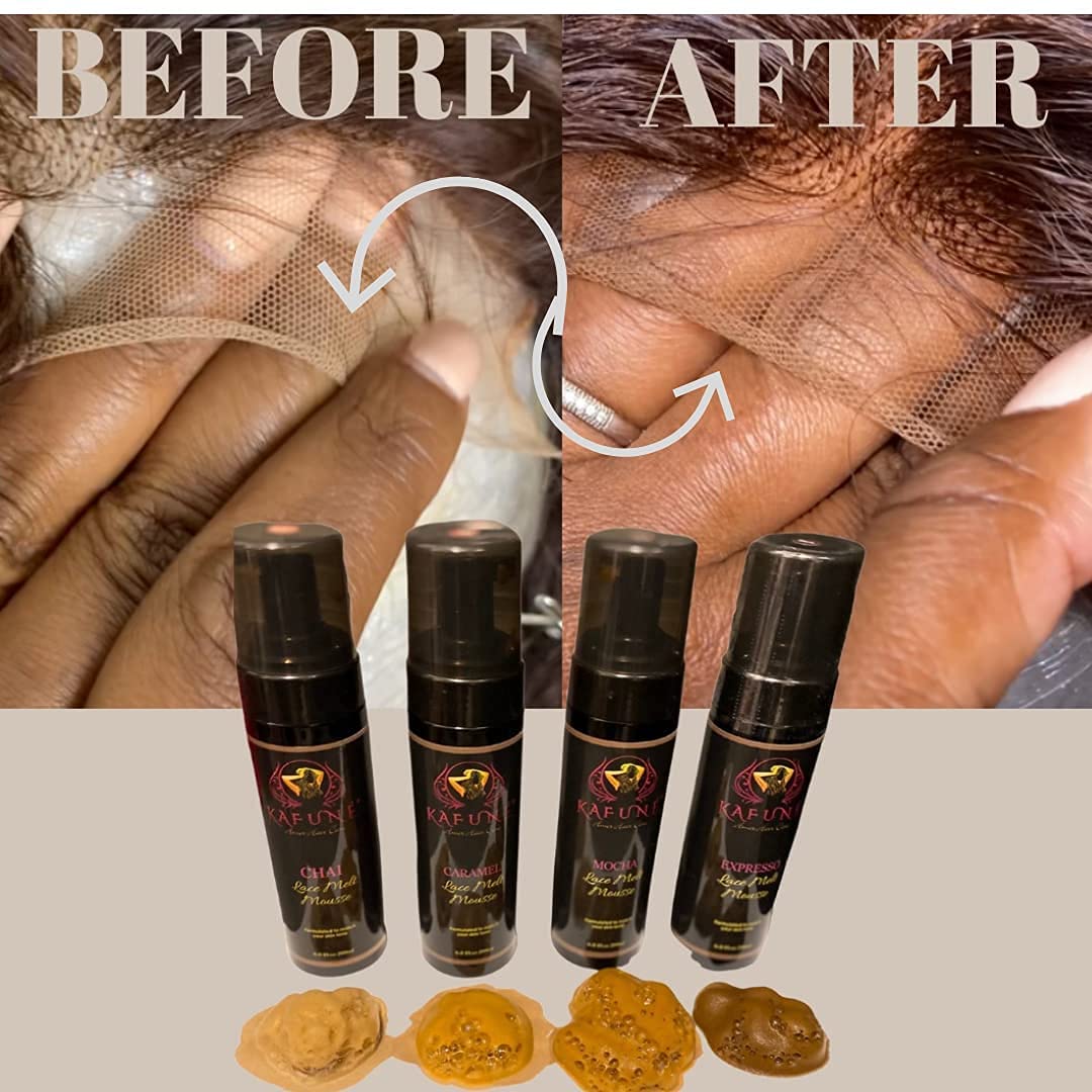 Kafune Amor Premium Lace Melting Mousse - Tinted Quick-Drying Mousse for Lace Wigs, Natural Finish, Ideal for Braids and Baby Hairs - Expresso Dark Brown