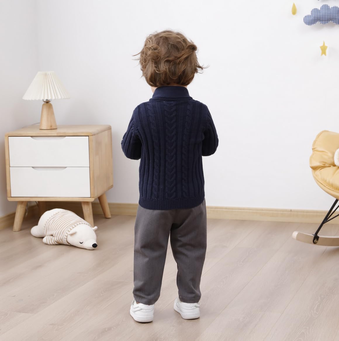 Feidoog Infant Baby Boys Cardigan Crochet Sweater V-Neck,Toddler Knit Button up Knitted Pattern Pullover Sweatshirt,Blue,6-12M