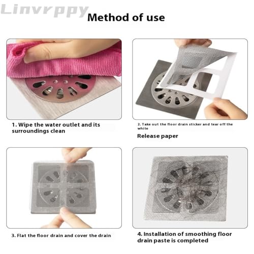20-Pack 4"x4" Disposable Drain Covers, Hair Catcher Mesh Stickers for Shower, Sink, Bathtub, Kitchen β Easy Hair & Debris Prevention, for Human and pet Hair