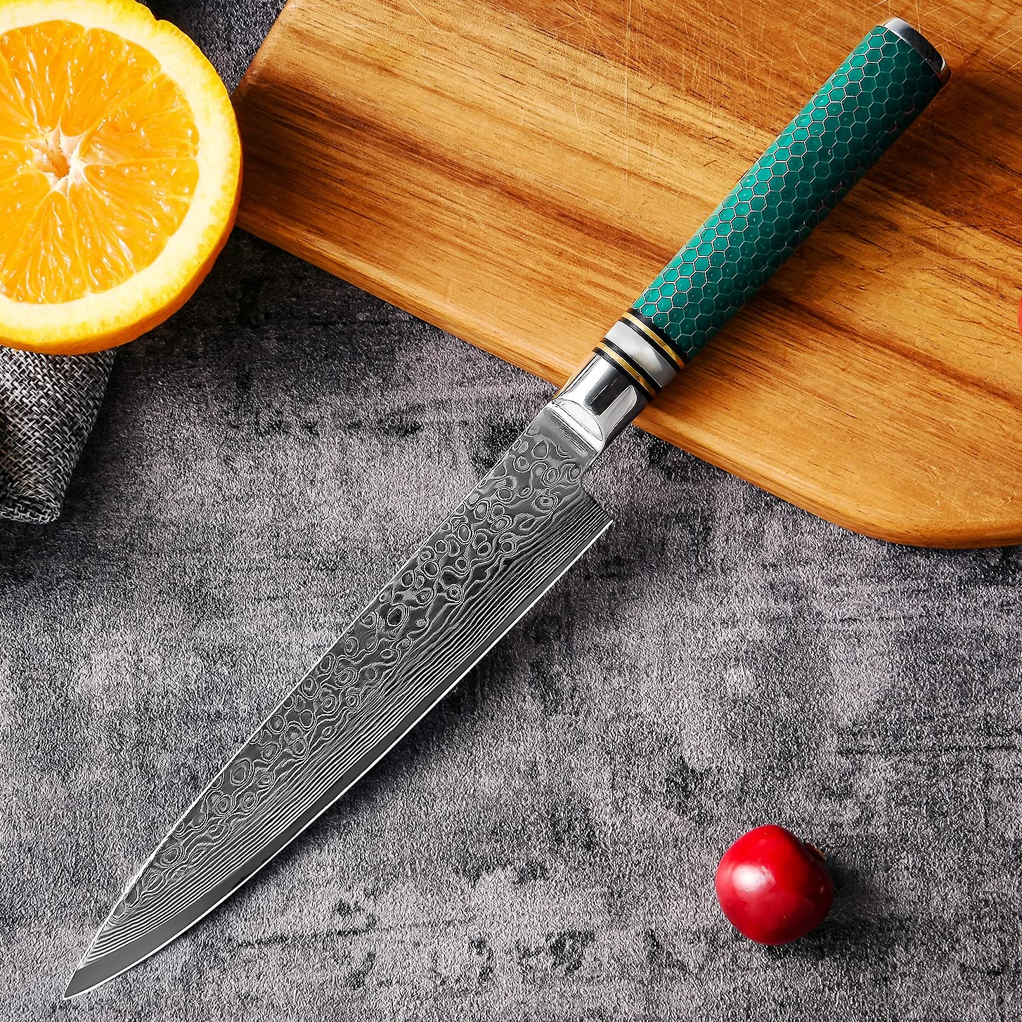 Utility Paring Knife 6 Inch Damascus Chefs Knife Utility Kitchen Knife Japanese VG10 Kitchen Paring Knives 67-Layer High Carbon Stainless Steel Knife Fruit Knife Christmas Gift