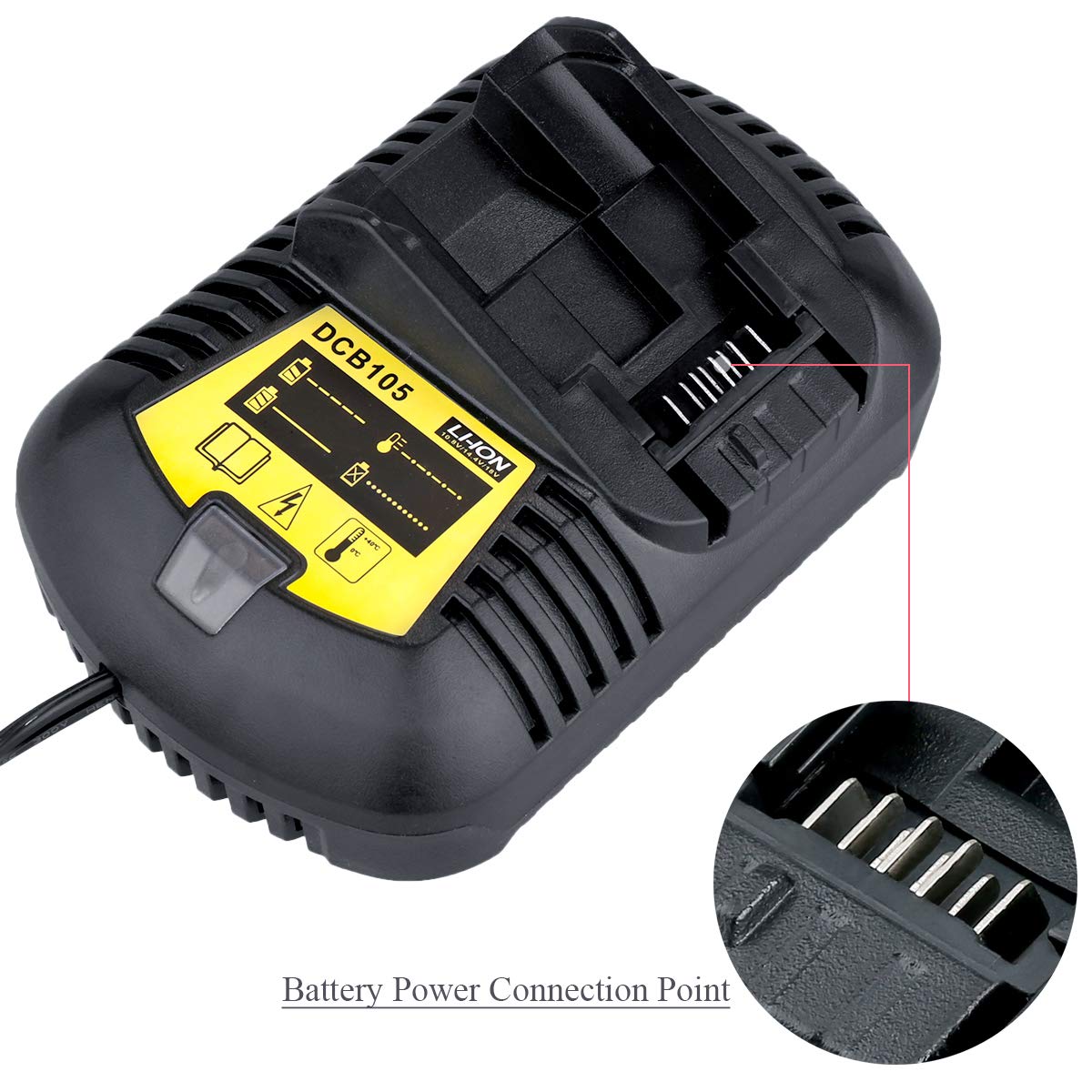 12/20-Volt DCB105 DCB112 Battery Charger for DeWalt 12V-20V MAX XR DCB107 DCB101 DCB200 DCB203 DCB204 DCB205
