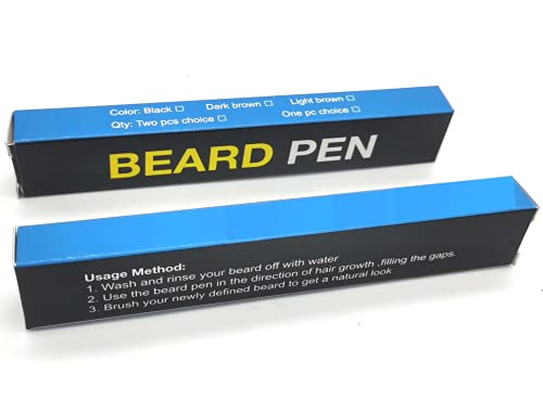 HWU Beard Pencil Filler for Men, Beard Filling Pen Kit, Long Lasting Coverage and Natural Finish - Beard, Moustache and Eyebrows - Beard Dye for Men - Bristle Brush Included (Dark Brown)