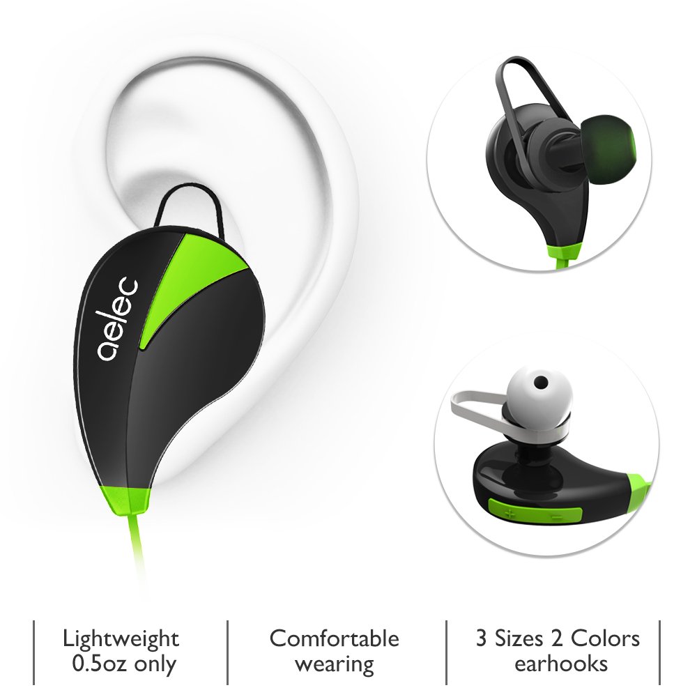 AELEC S350 Wireless Bluetooth Headphones in-Ear Sports Earbuds Sweatproof Earphones Noise Cancelling Headsets with Mic for Running Jogging