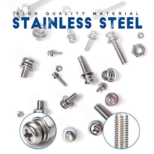 NINDEJIN 780PCS M2 M3 M4 M5 Phillips Pan Head Screws Bolt Nut Lock Flat Washers Machine Screws Assortment Kit