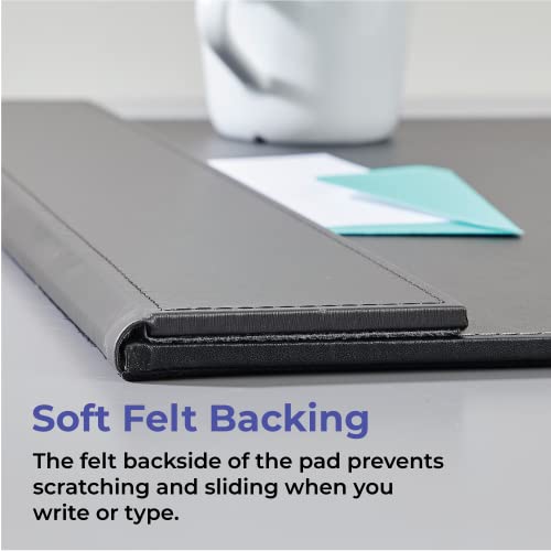 Artistic Monticello Executive Desk Pad, Smooth Writing Desk Mat That Protects Desktop from Scratches & Stains, 24" x 19", Black/Gray