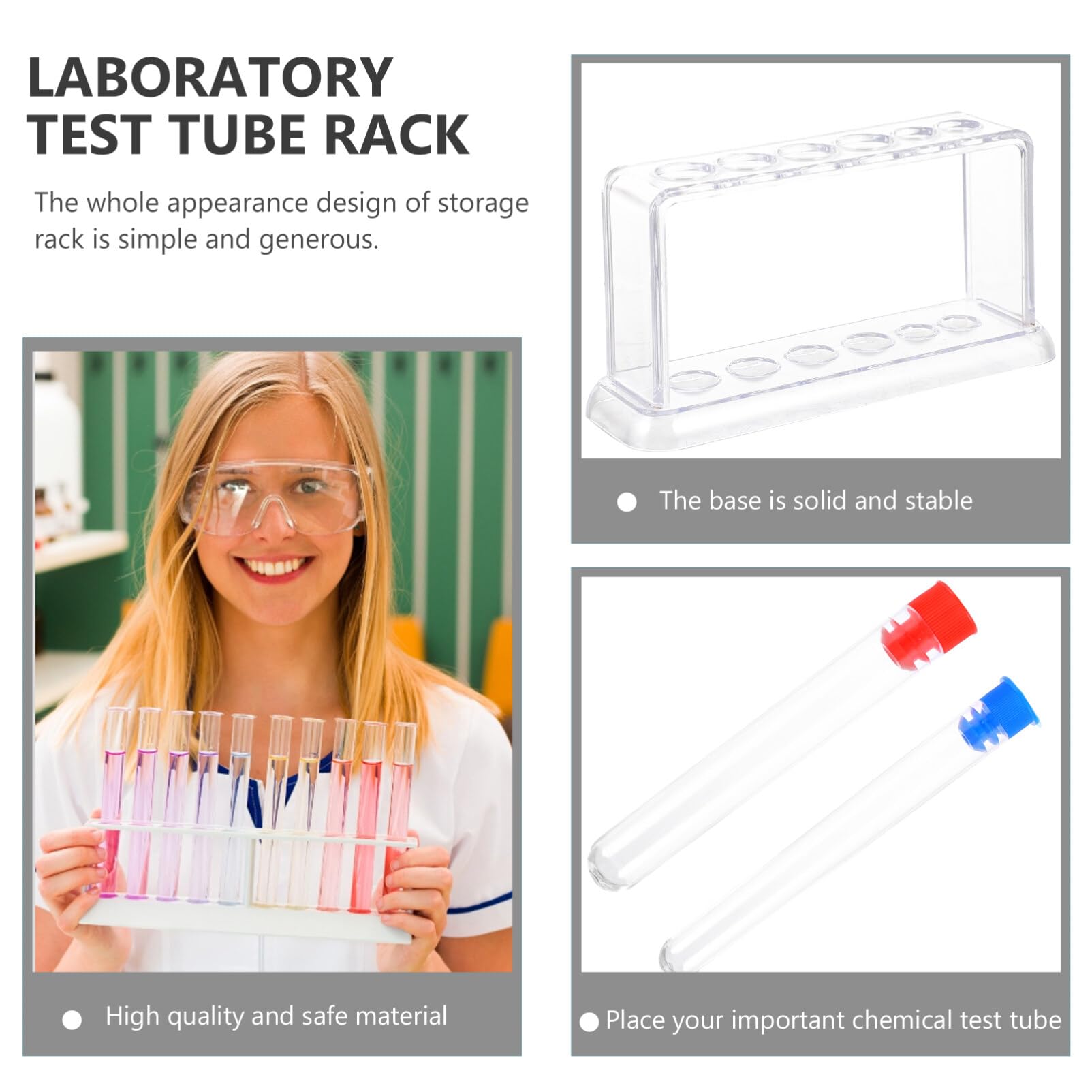 2 Sets Test Tube Rack Toy Containers with Lids Containers for Beads Test Tube Holder Lab Toy Storage Shelves Plastic Container with Lid Plastic Tube Holder Student Glass