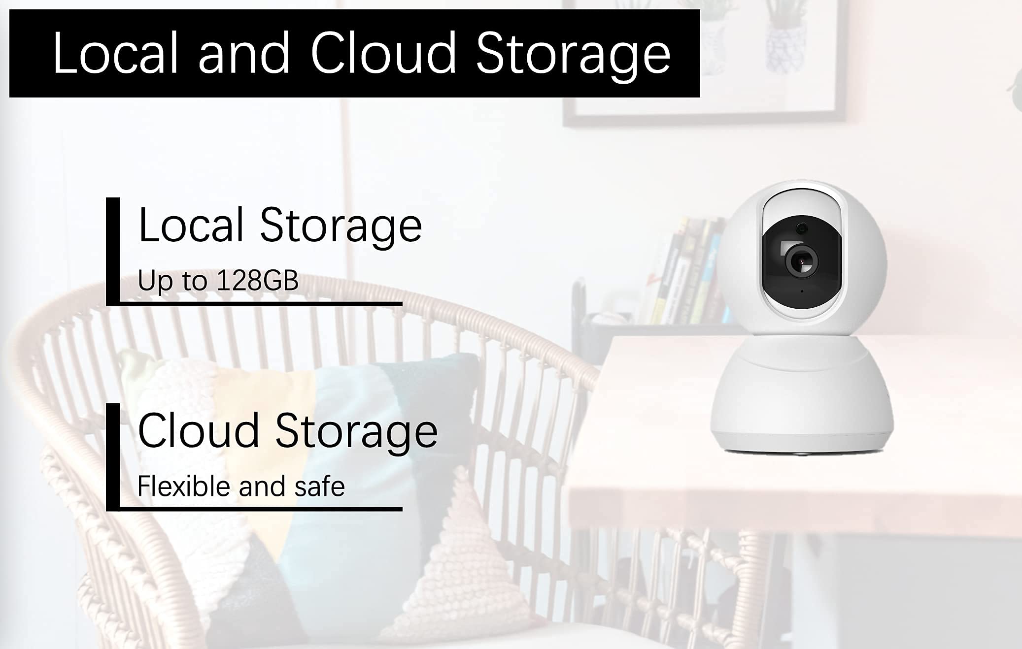Home Security Camera System 1080P HD Indoor Smart Pan/Tilt Cam, Motion-Activated with 2.4G Wi-Fi, Night Vision - Compatible with Alexa and Google Assistant
