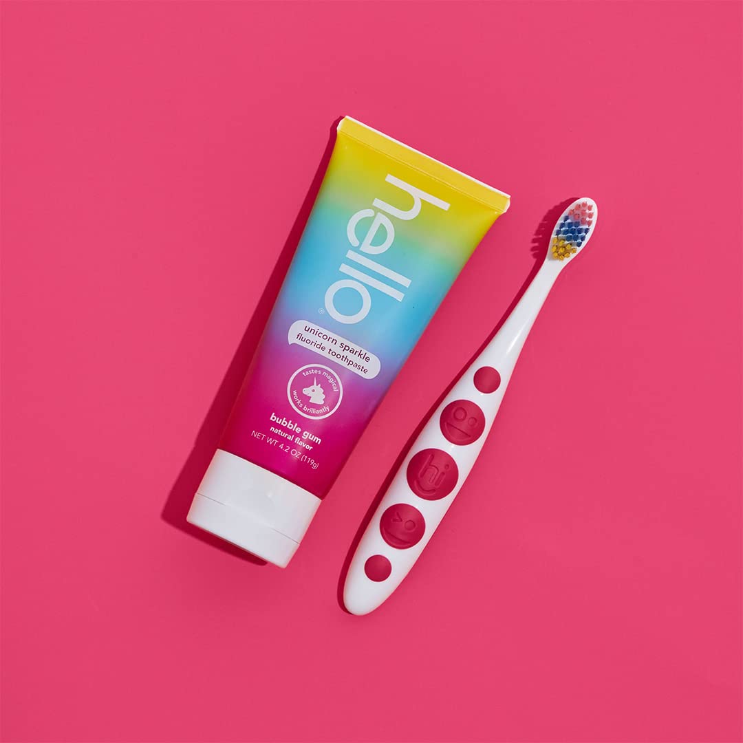 hello Unicorn Baby and Toddler Soft Toothbrush for All Ages, BPA Free, Easy to Grip Handle, 6 Count