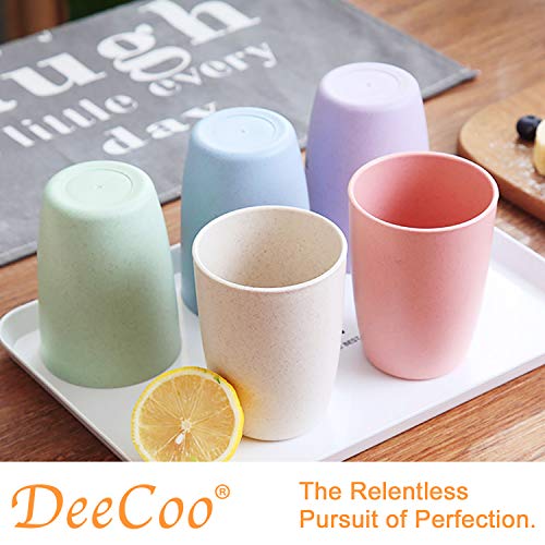 DeeCoo Eco-friendly Unbreakable Reusable Drinking Cup (12 OZ), Wheat Straw Stackable,Biodegradable Healthy Tumbler Set 15, Reusable Bathroom Drinking Cup,Dishwasher Safe