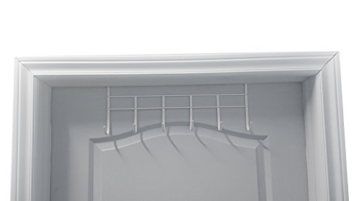 ALPENKOK Over The Door Hook, Organizer Rack, Hanging for Coats, Hats, Robes, Towels, 6-Hooks, Vinyl Coated White by Alpnekok