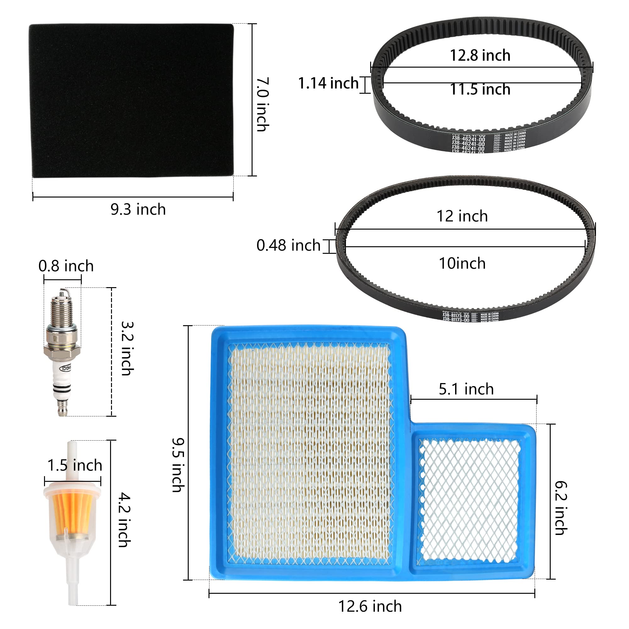 10L0L Golf Cart Tune Up Kit with Starter Generator Belt & Drive Belt for Yamaha 1996-up G16 G19 G22 & 2012-up G29 Gas Model W/ 4 Cycle 301cc 357cc Engine Air Filter Pre Filter Fuel Filter Spark Plug