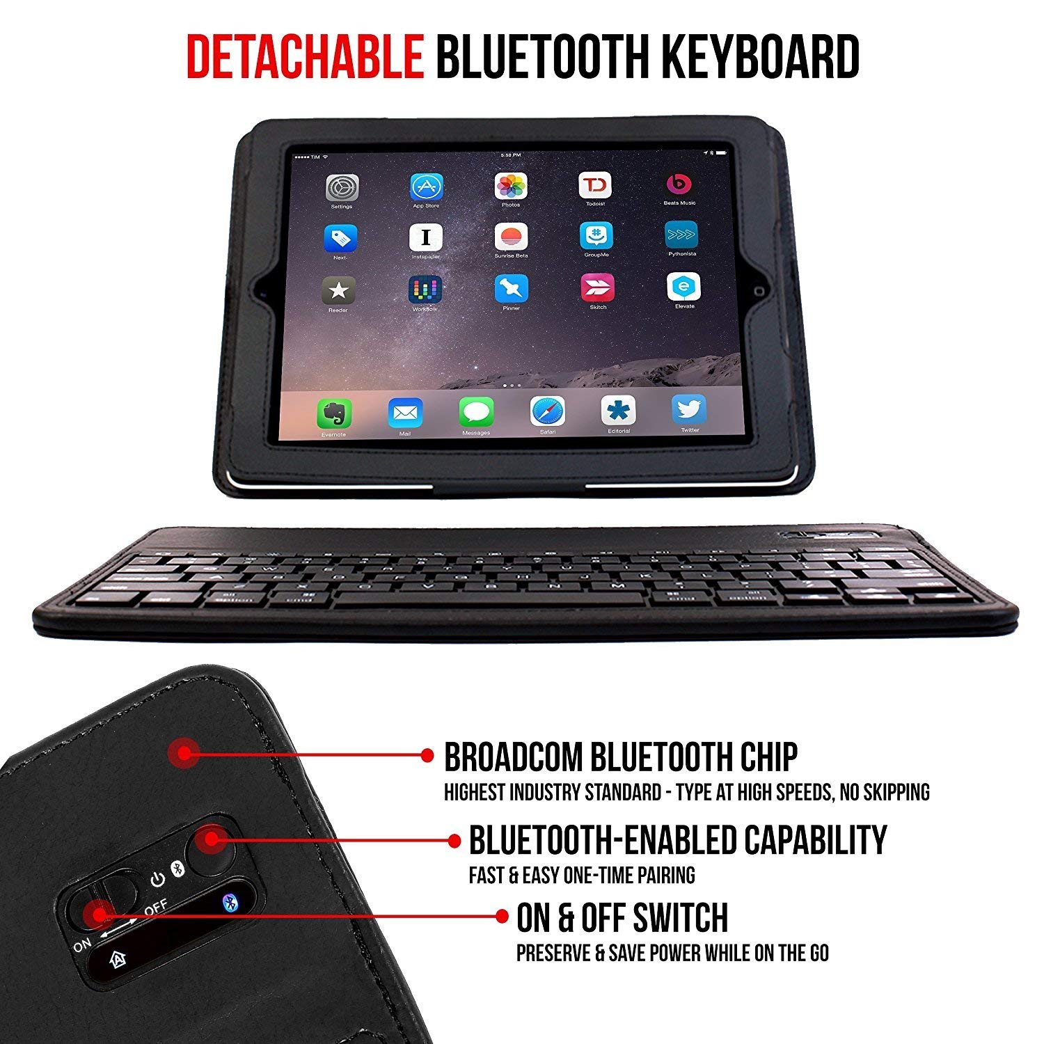 Alpatronix iPad Case with Keyboard, 9.7 inch KX130 Leather iPad Cover w/Detachable Wireless Bluetooth Keyboard Compatible w/Apple iPad 6 (2018), iPad 5 (2017), iPad Pro 9.7 & iPad Air 2/1 β Pink