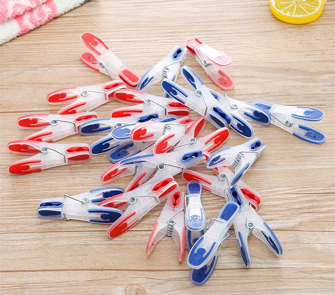 24 Pack Cute Clear Clothes Pins for Pictures Bathroom Clothesline Pegs Shirt Clips for Chip Bags Kitchen