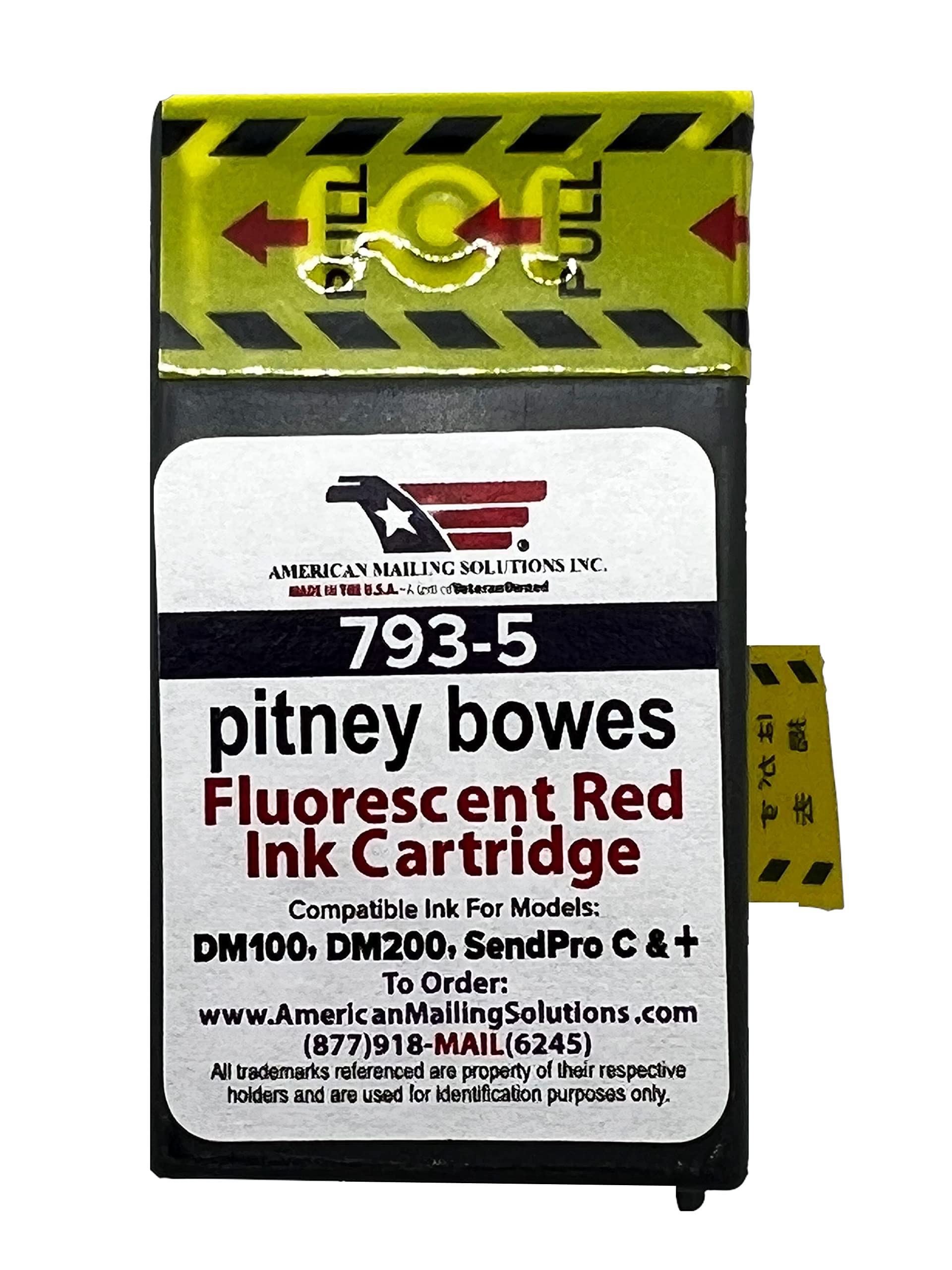 AMERICAN MAILING SOLUTIONS INC PB 793-5 Red Fluorescent Ink Cartridge Replacement for The SendPro and DM Series Postage Meters