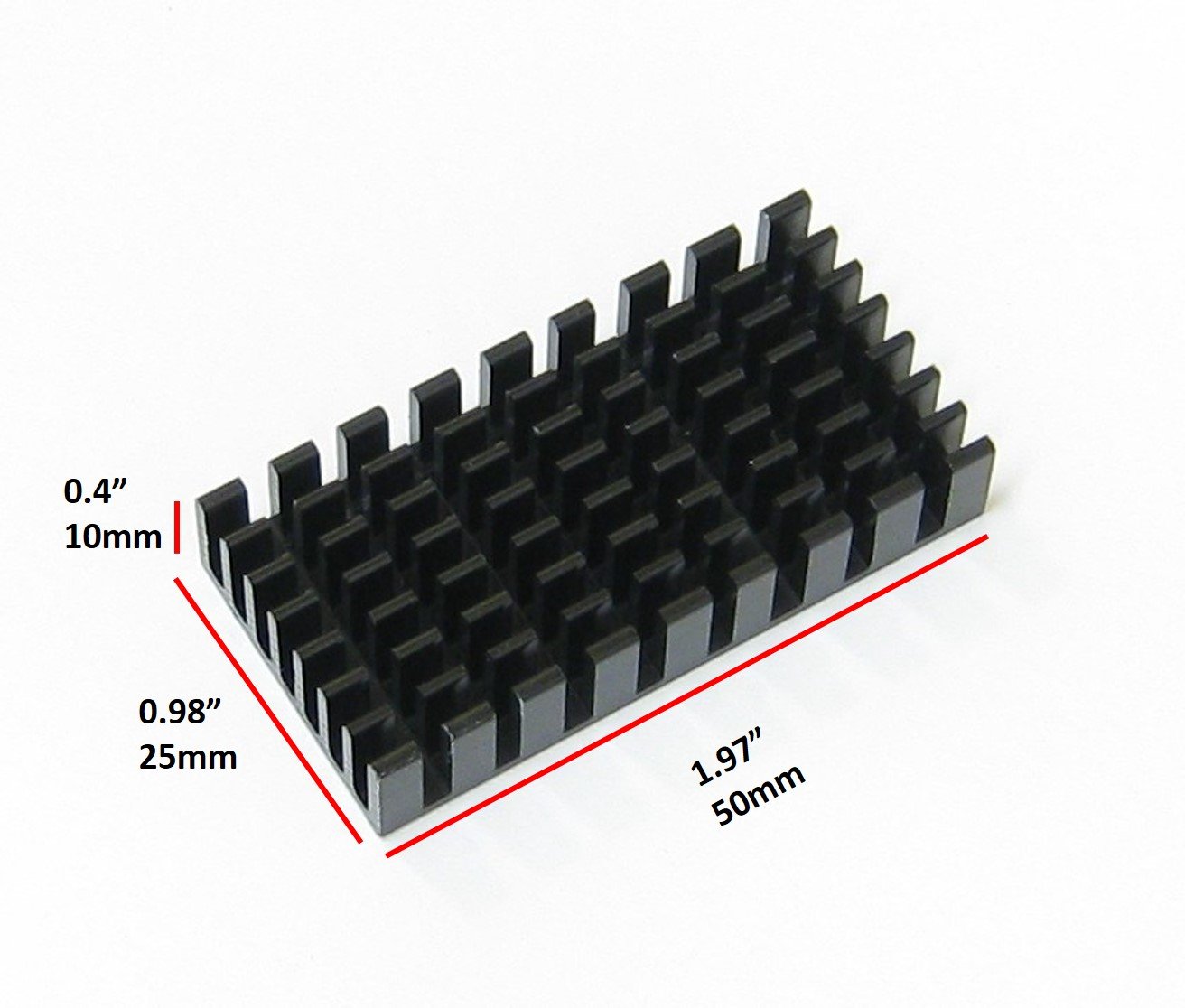Easycargo 4pcs 50mm Heatsink 50x25x10mm + pre Applied 8810 Thermal Conductive Tape, Cooling Aluminum Heatsink for Cooling Raspberry Pi, M.2 SSD NVMe mSATA Mini-SATA (4pcs 50mmx25mmx10mm)