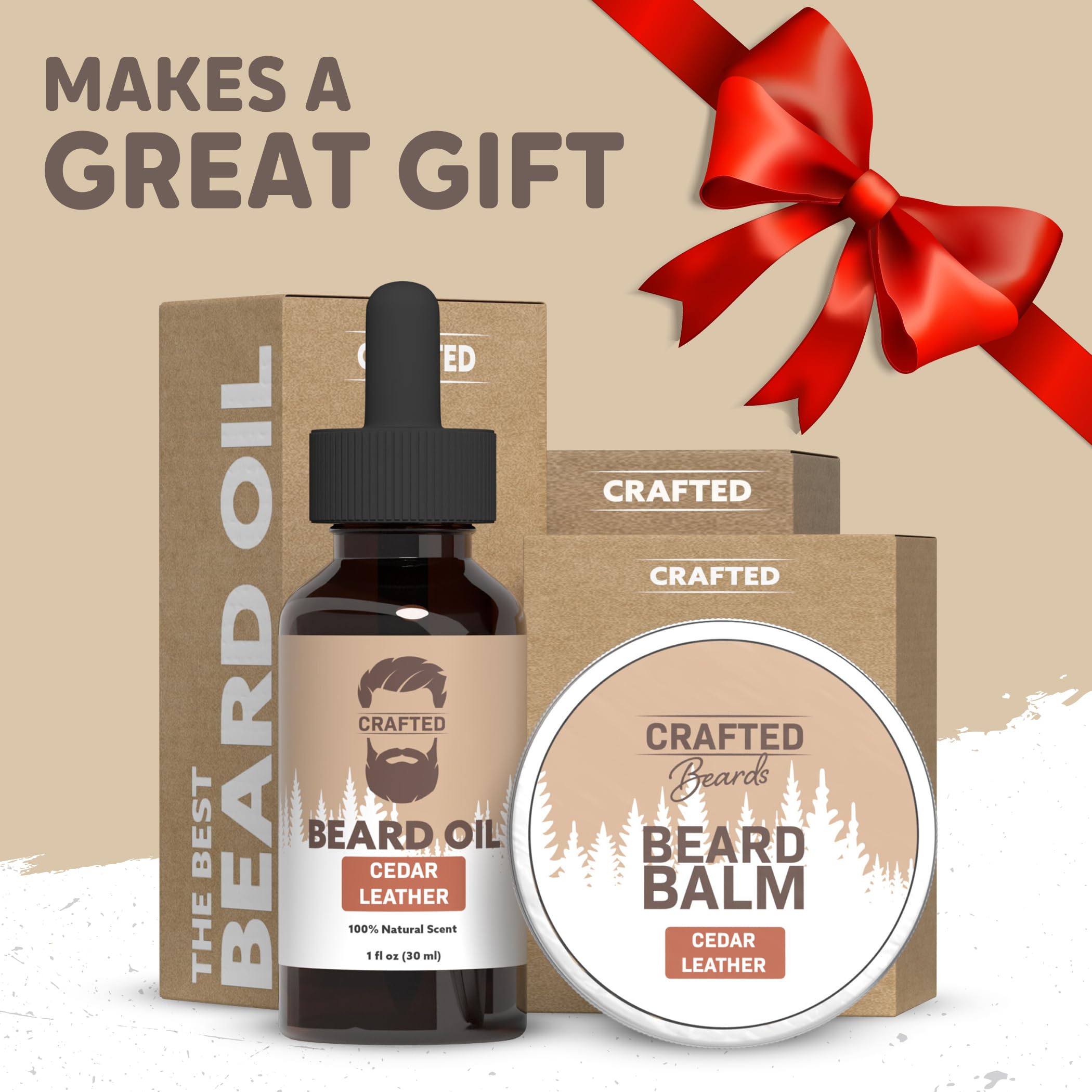 Beard Oil and Balm Set - Softer, Smoother, Moisturized Beard Care - Cedarwood Scent Gift for Men