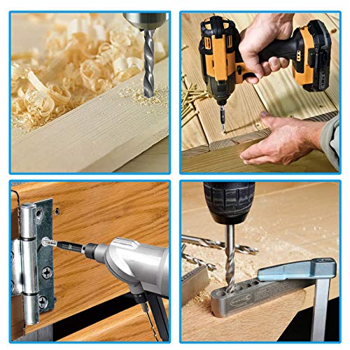 22Pcs Center Drill Bit Set,Self Centering Hinge Tapper Core Hole Puncher 5/64'' 7/64'' 9/64'' 11/64'' 13/64'' 5mm 1/4'' & 1 Pcs Hex Key & 10 Pcs Replacement Drill Bits +1 Center Punch
