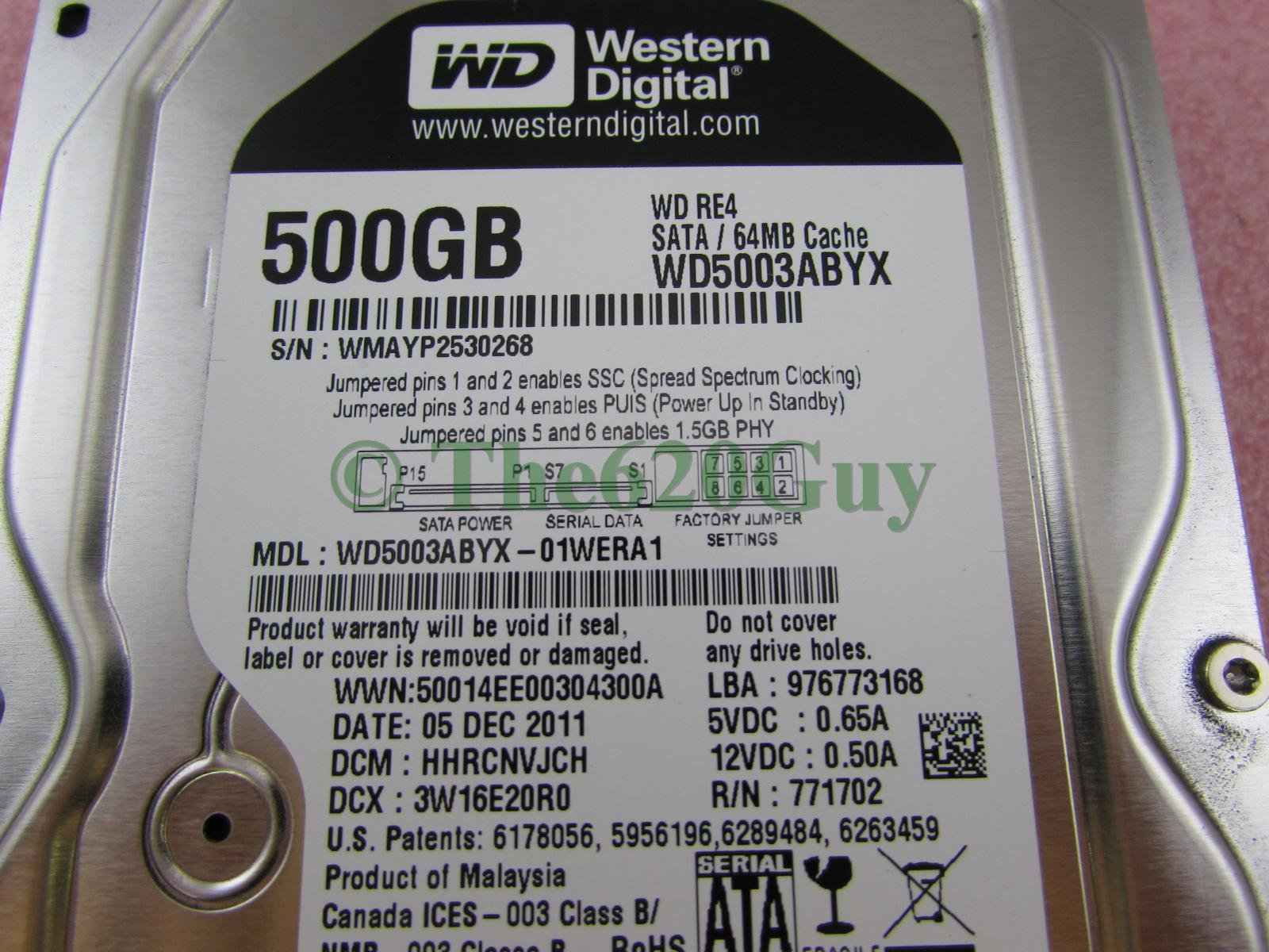 500GB SATA 7200 RPM HD (WD5003ABYX) -