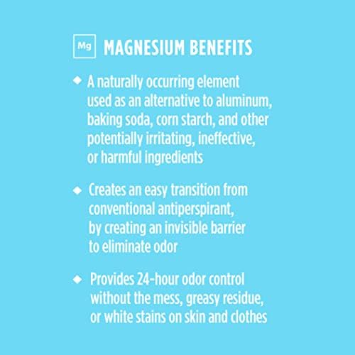 Crystal Magnesium Solid Stick Natural Deodorant, Non-Irritating Aluminum Free Deodorant for Men or Women, Safely and Effectively Fights Odor, Baking Soda Free, Sea Salt + Sage, 2.5 oz