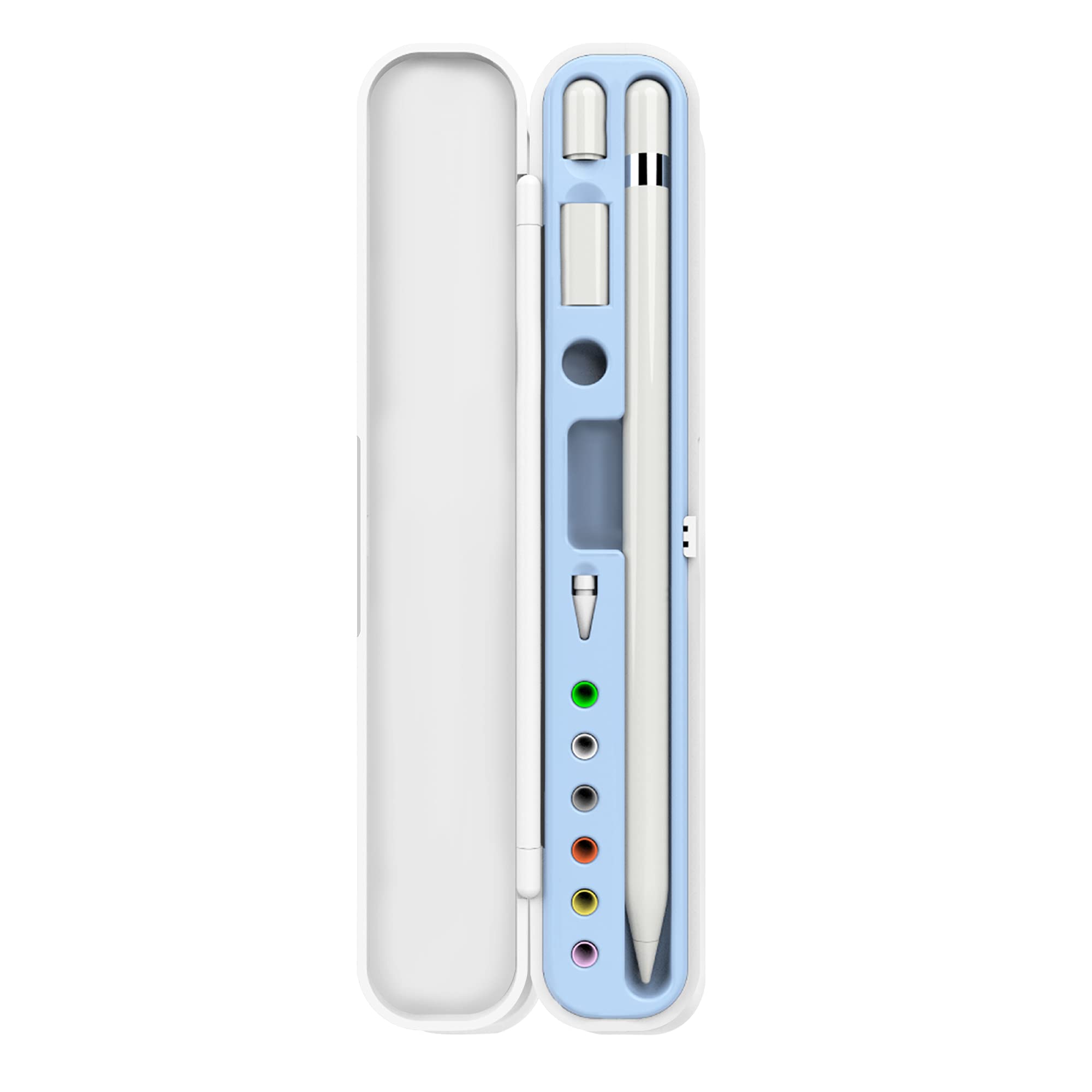 TechMatte Portable Electronic Device Cover, Compatible with Apple Pencil 1st and 2nd Generation and Accessories-White with Blue Inner Liner, Case