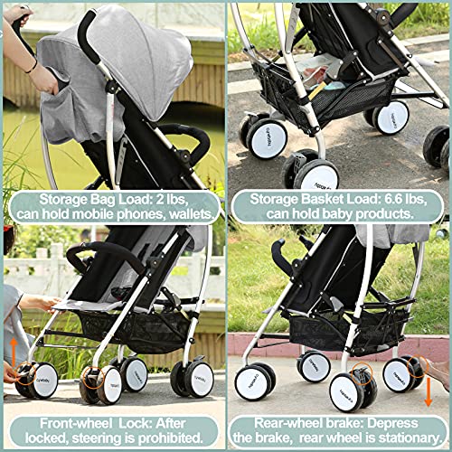 Umbrella Stroller for Toddler - Lightweight Compact Travel Foldable Baby Stroller, 3D Light Weight Portable Pram for Infant with Canopy Grey
