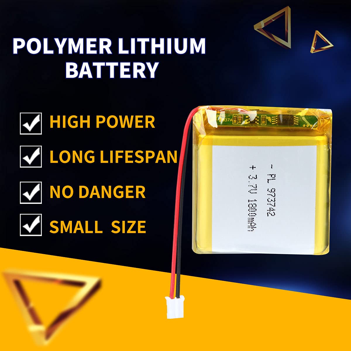 AKZYTUE 3.7V 1800mAh 973742 Lipo Battery Rechargeable Lithium Polymer ion Battery Pack with JST Connector