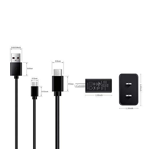 10W Power Adapter Tablet Fast Charger with 6.5Ft USB C and Micro USB Cable for Charging Fire HD Tablet and Kids Pro