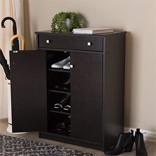 Baxton Studio Dariell Shoe Cabinet in Wenge Brown