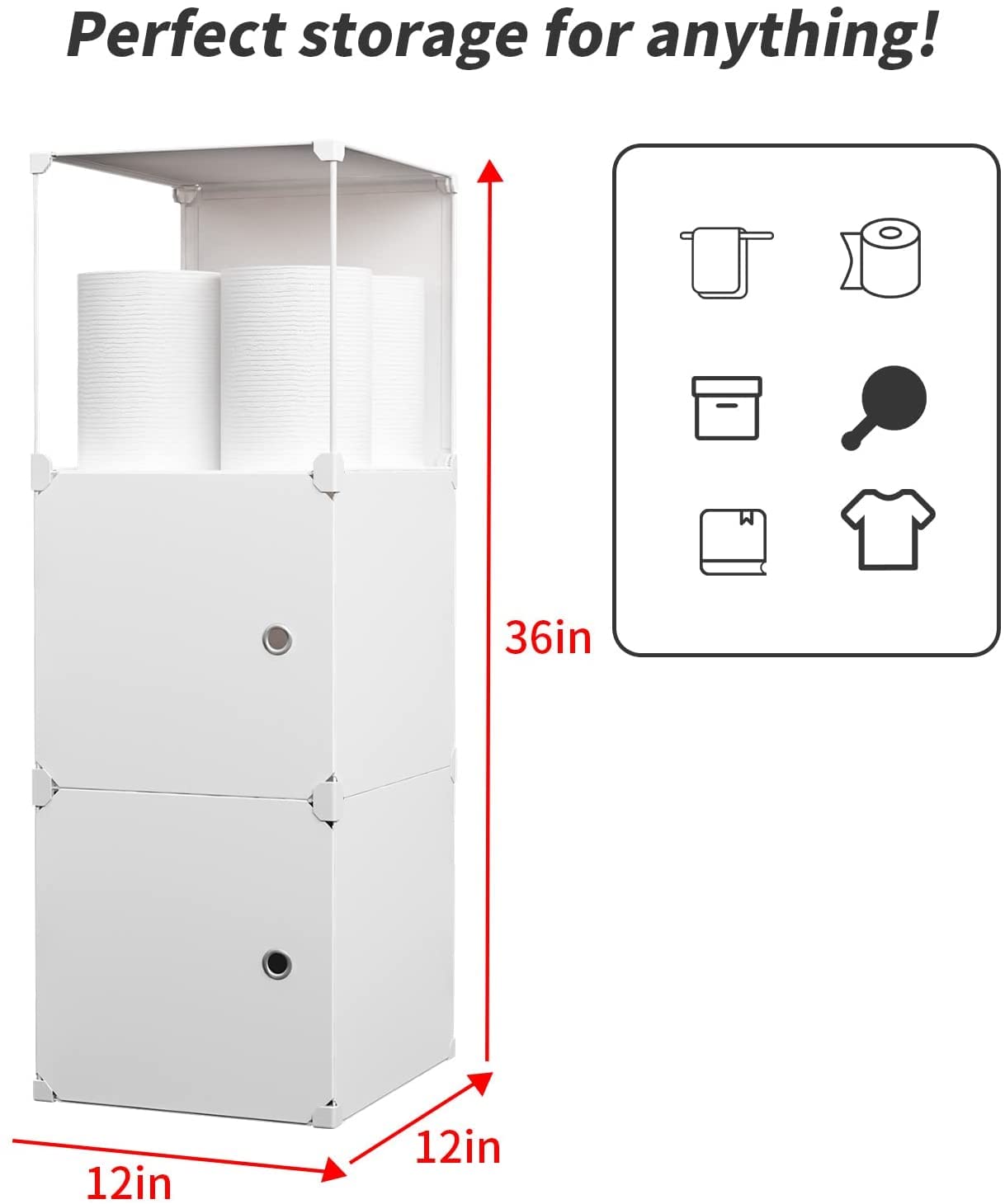 Aetic 3 Tier Cube Storage Storage Bathroom Storage Cabinet Bathroon Organizer Free Standing Side Storage Cubes with Doors 3 Cube White